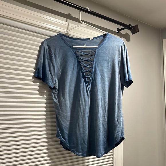 Tops | Small Blue Tshirt With Ties | Poshmark